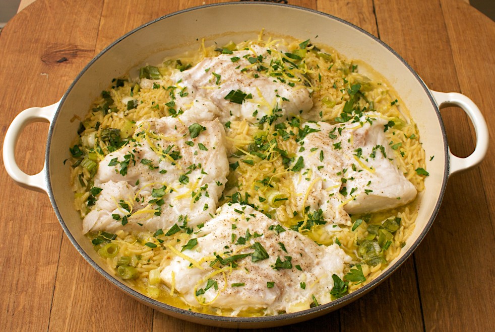 Baked Fish with Orzo and Gremolata | Jono & Jules do food & wine