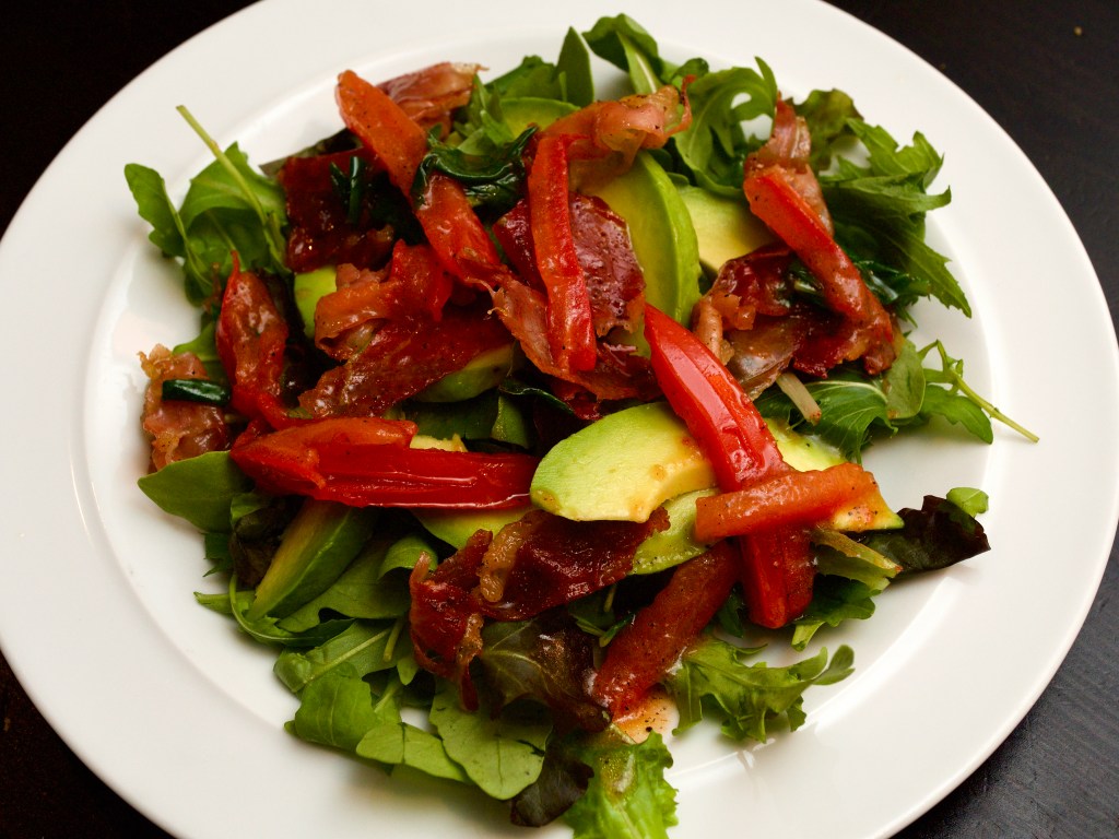 Crispy Parma Ham with Avocado and Hot Tomato Dressing | Jono & Jules do ...